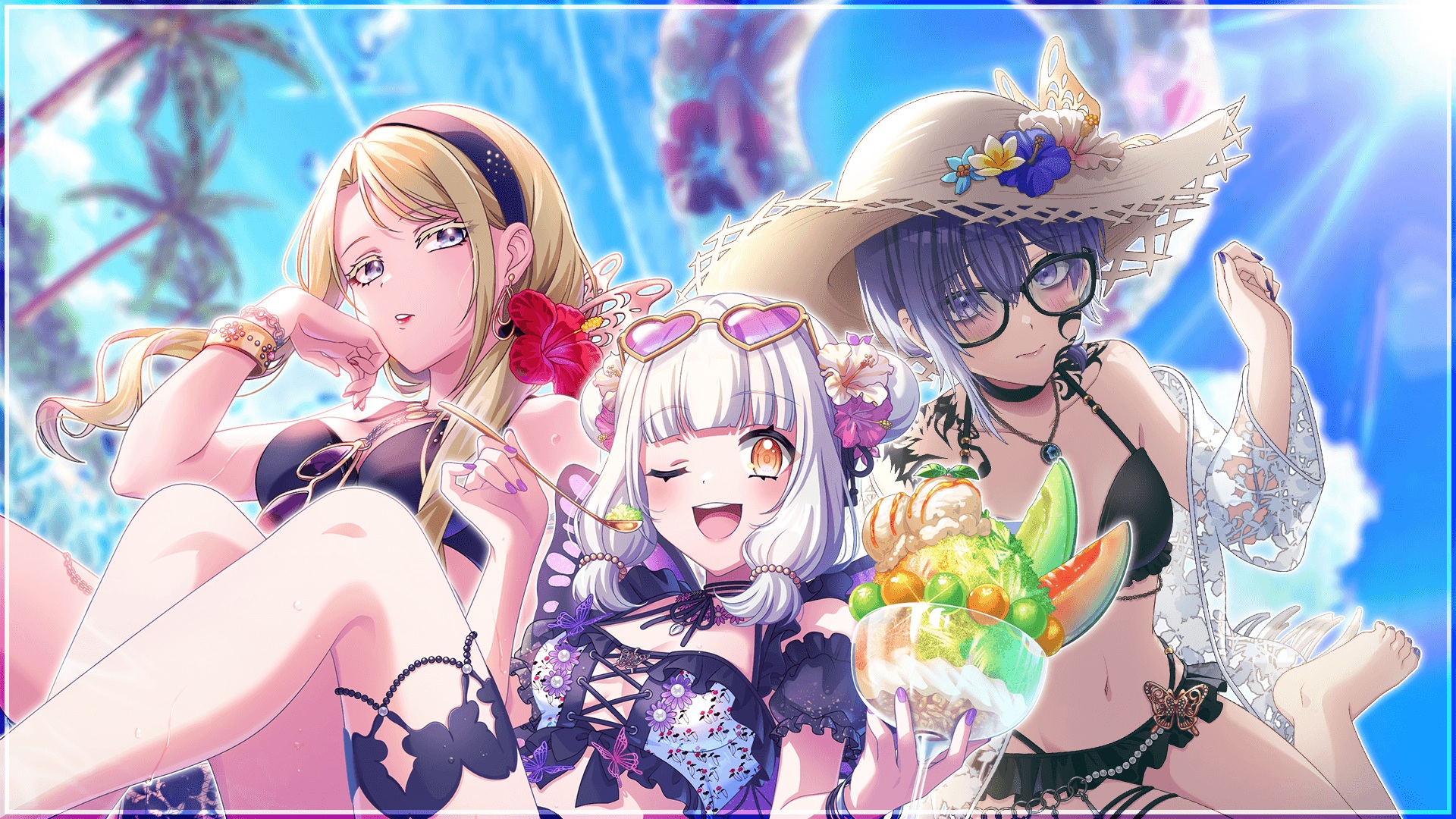 d4dj elsie (d4dj) neo sophia (d4dj) bikini garter megane open shirt see through swimsuits tagme ...